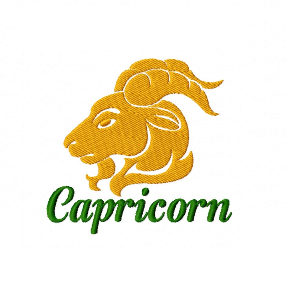 Zodiac sign Capricorn embroidery design 4 sizes Instant | Etsy