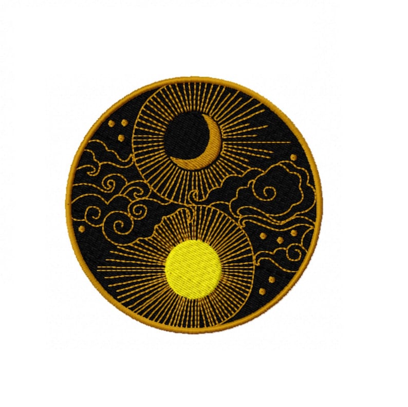 Sun and Moon Embroidery Design 6 Sizes Instant Download - Etsy