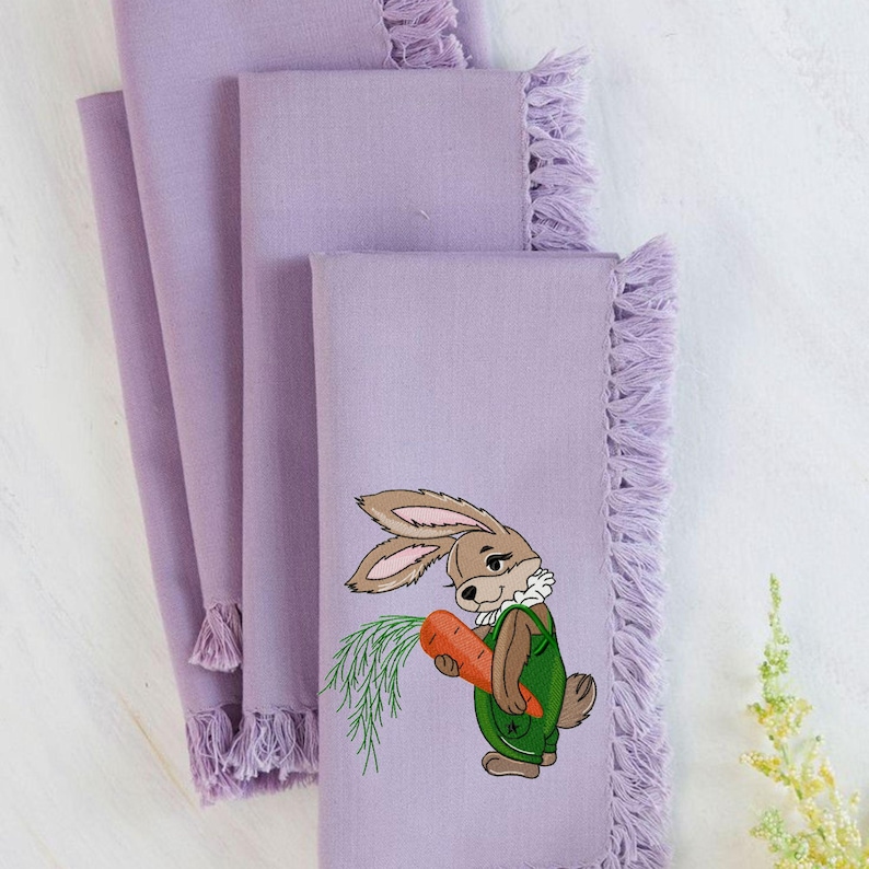 Easter Bunny Embroidery Design with Carrot, Spring Machine Embroidery ...