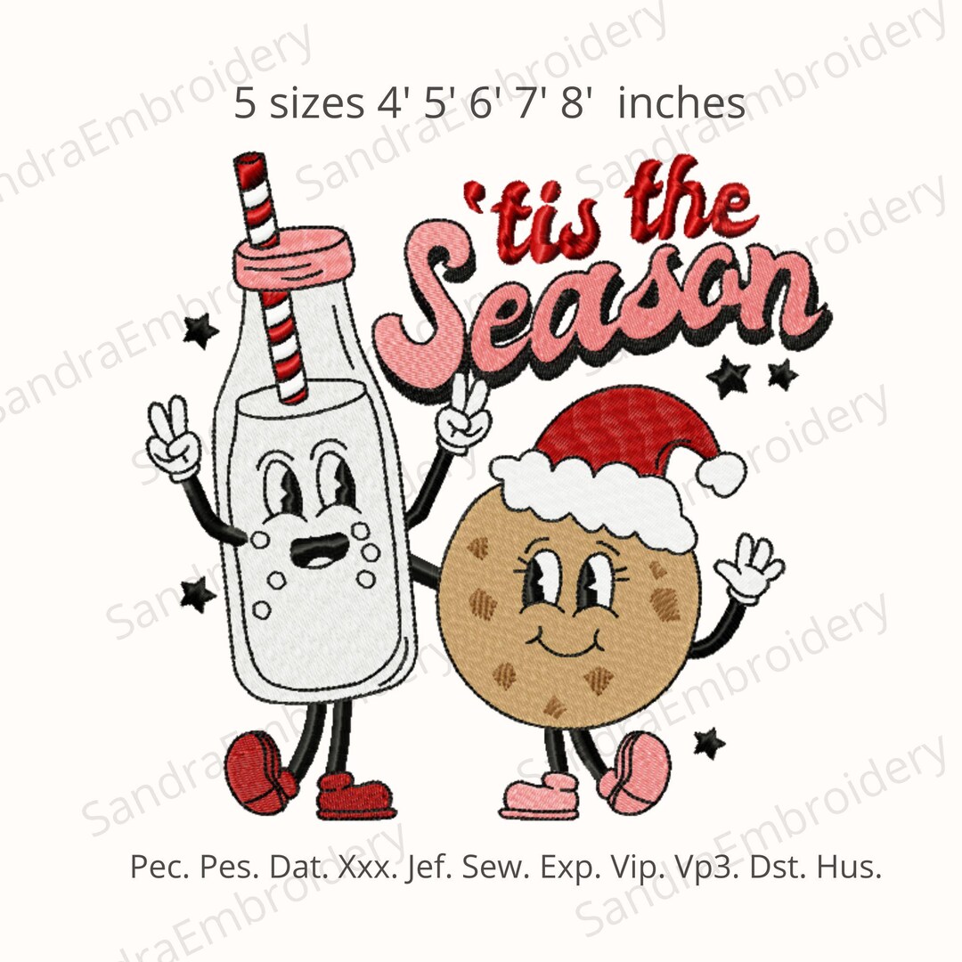 Christmas Milk and Cookie Embroidery Design Christmas Tis the Season ...