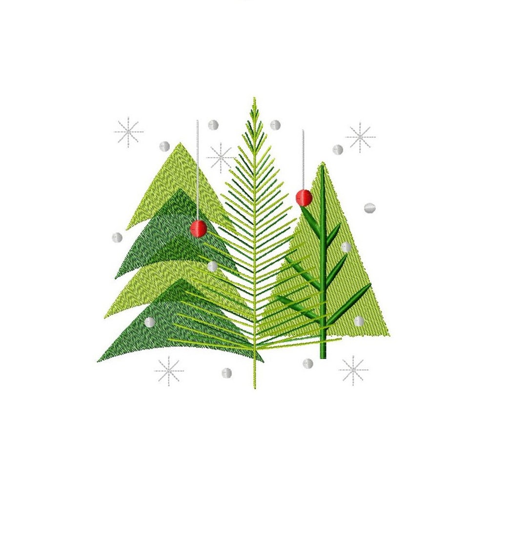 Christmas Trees Embroidery Design - 6 Sizes Instant Download - Etsy