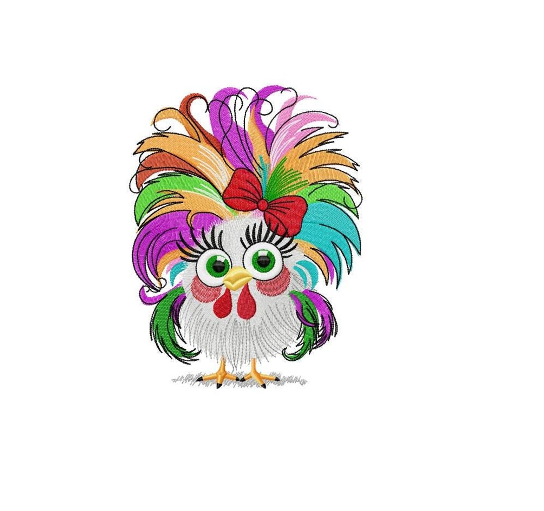 Crazy Chicken Embroidery Design - 5 Sizes Instant Download - Etsy