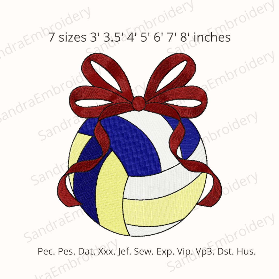 Volleyball With Bow Embroidery Design - Cute Sports Ball Machine ...