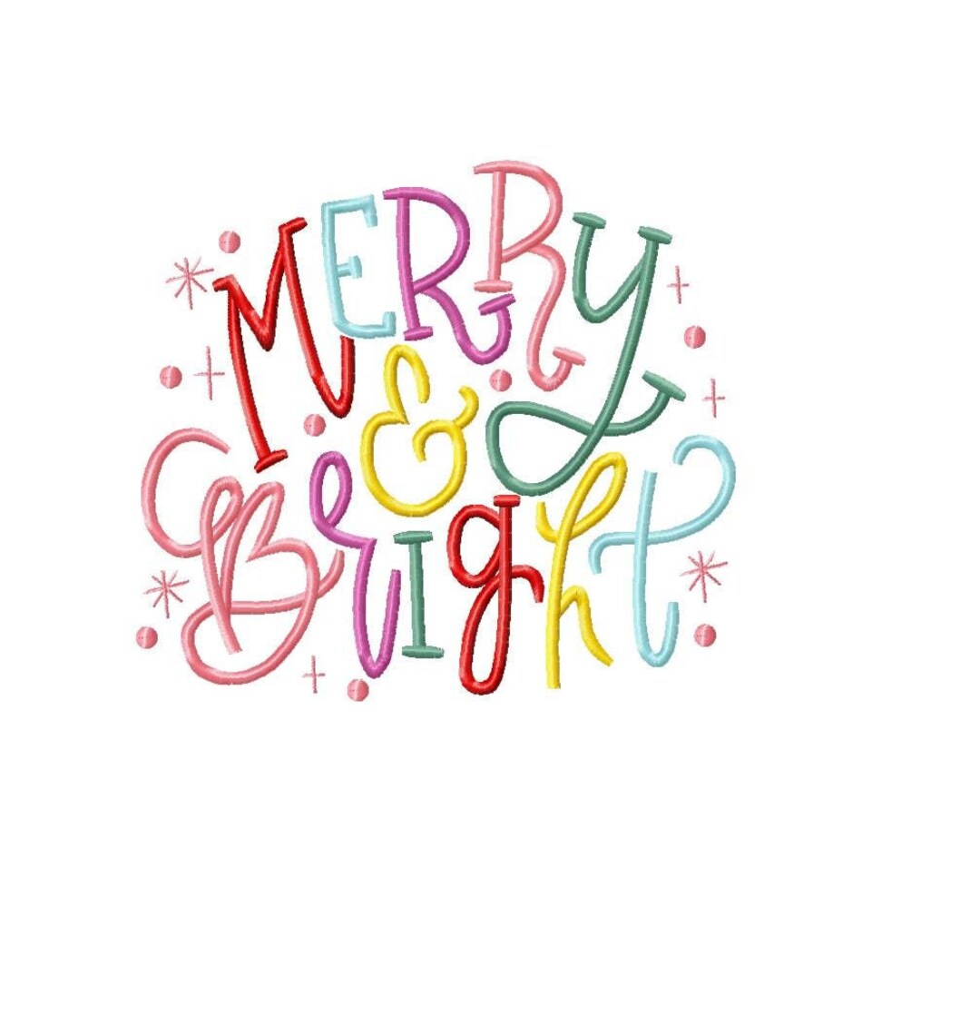 Merry and Bright Embroidery Design Christmas Embroidery Design - 6 ...