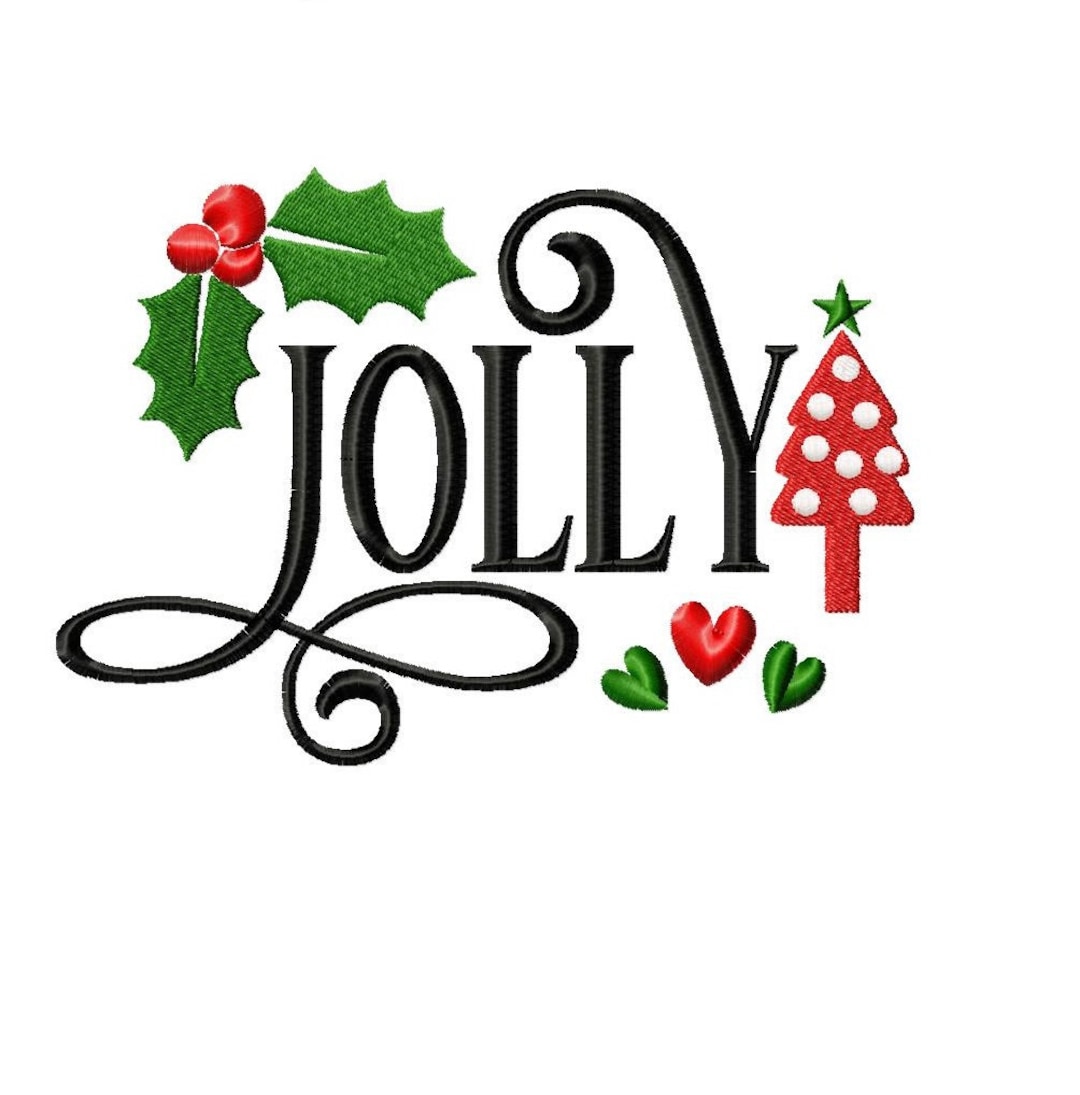 Christmas Holly Jolly Embroidery Design - 4 Sizes Instant Download - Etsy