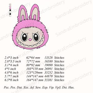 Labubu Embroidery Design - Bundle Two Embroidery Designs- Pes File ...