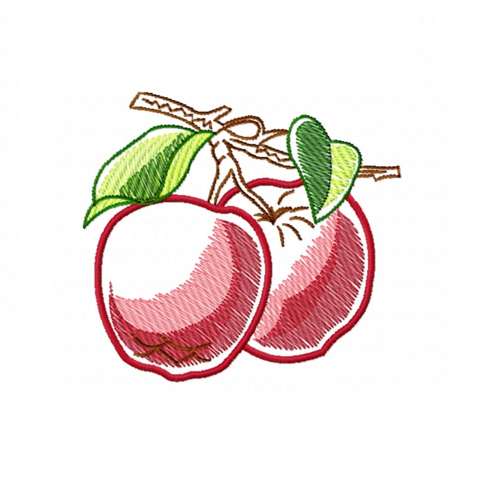 Apple Embroidery Design - 5 Sizes Instant Download - Etsy