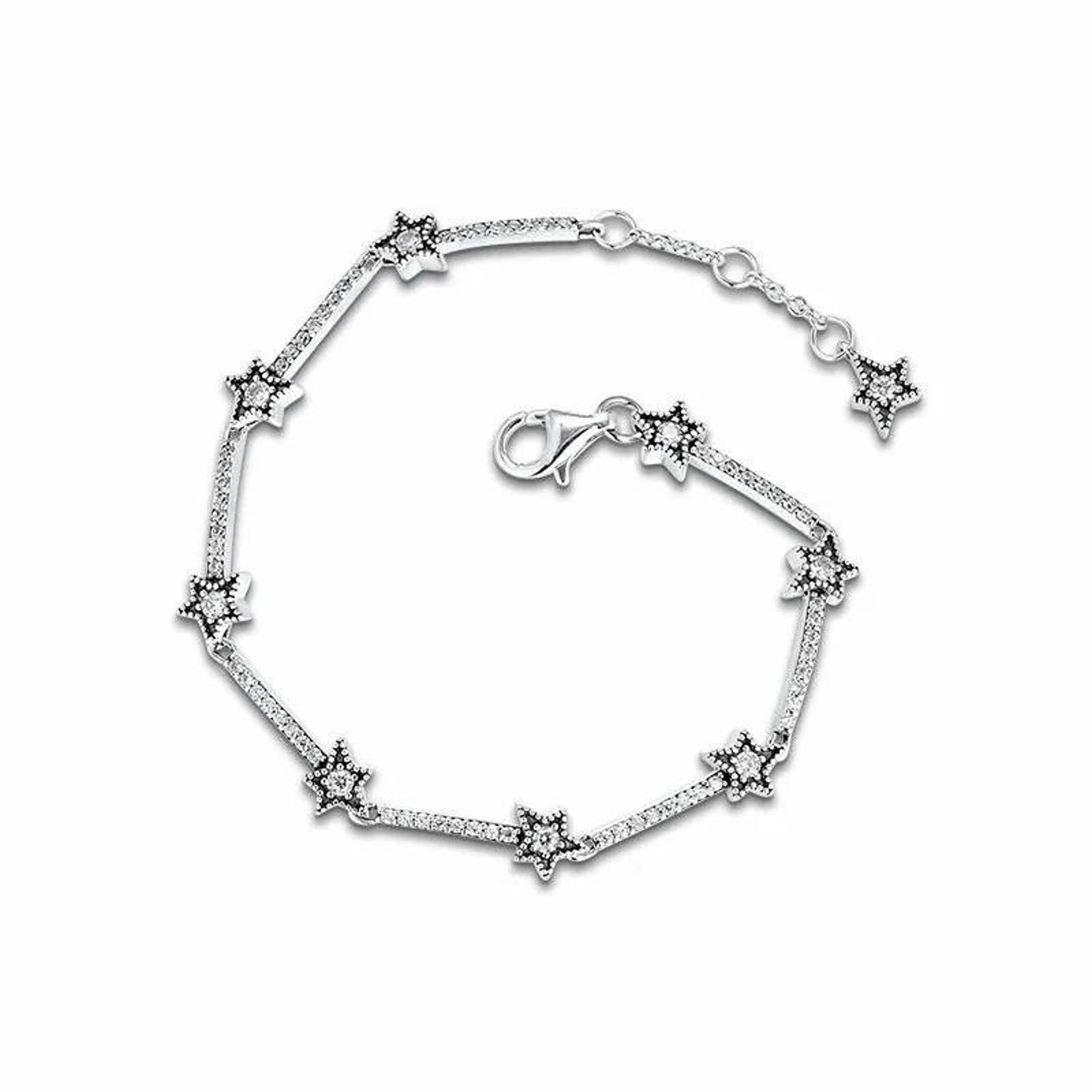 Bracelet for Women, 925 Silver Star Chain Bracelet, Elegant Star Charm ...