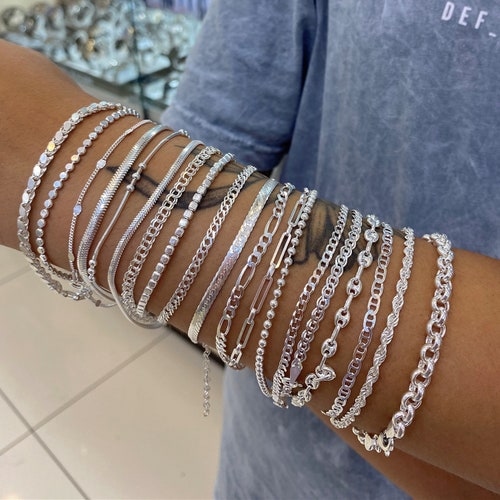 Silver Chain Bracelet Silver Plated or Sterling Silver - Etsy
