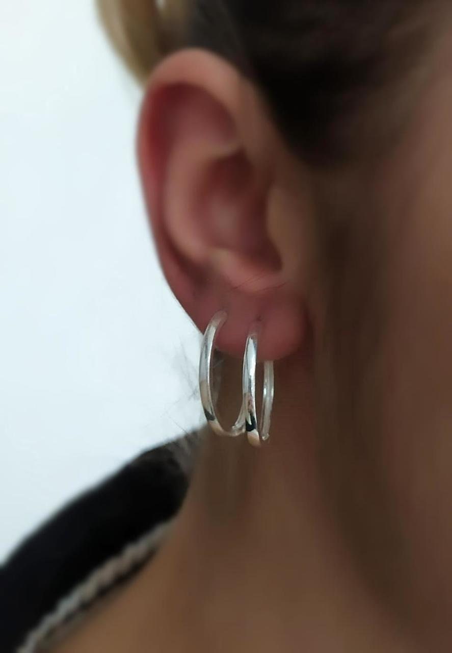 925 Sterling Silver 2 cm Silver Hoop Earring