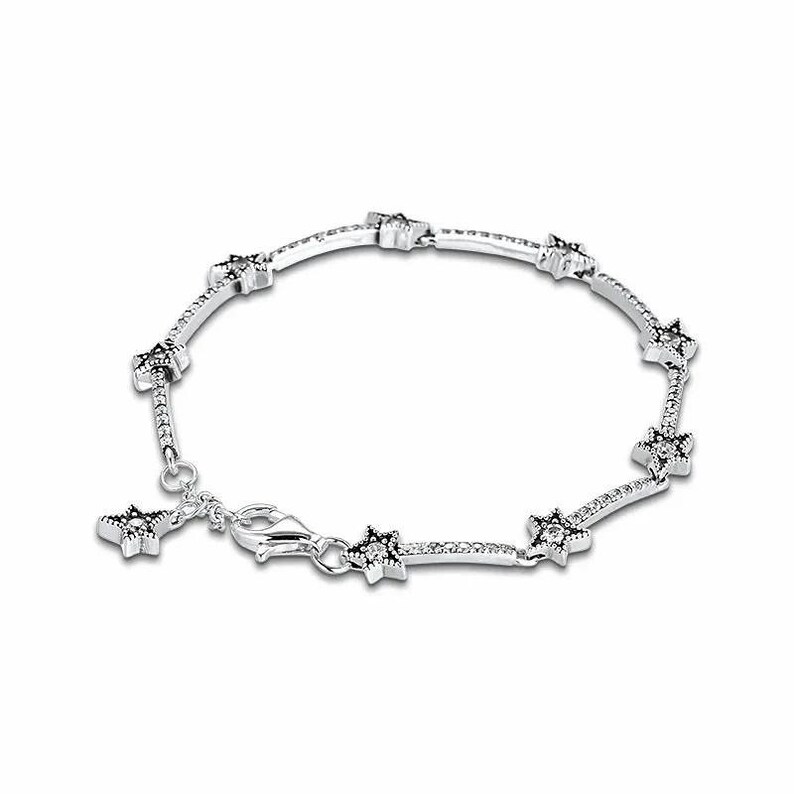 Bracelet for Women, 925 Silver Star Chain Bracelet, Elegant Star Charm ...