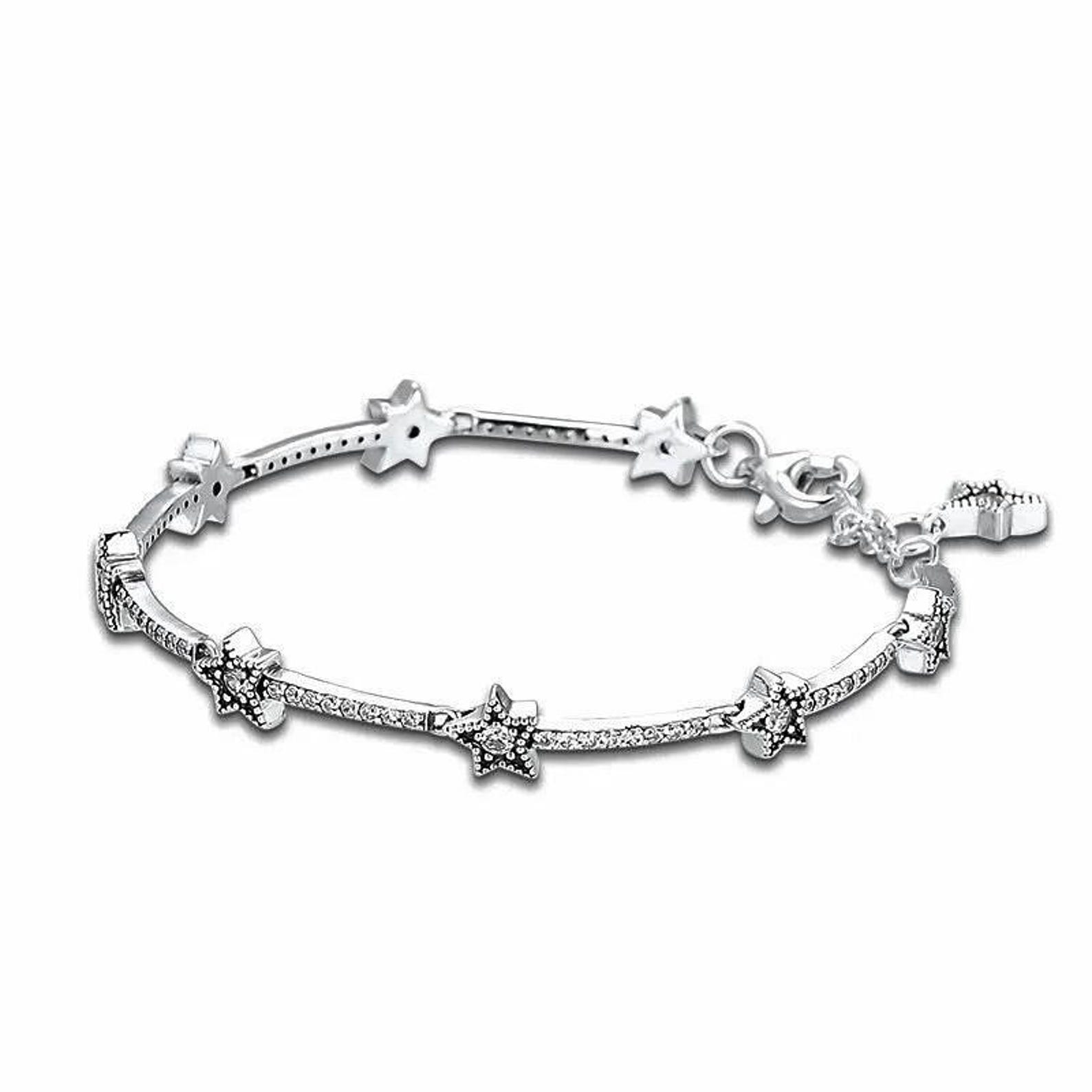 Bracelet for Women, 925 Silver Star Chain Bracelet, Elegant Star Charm ...