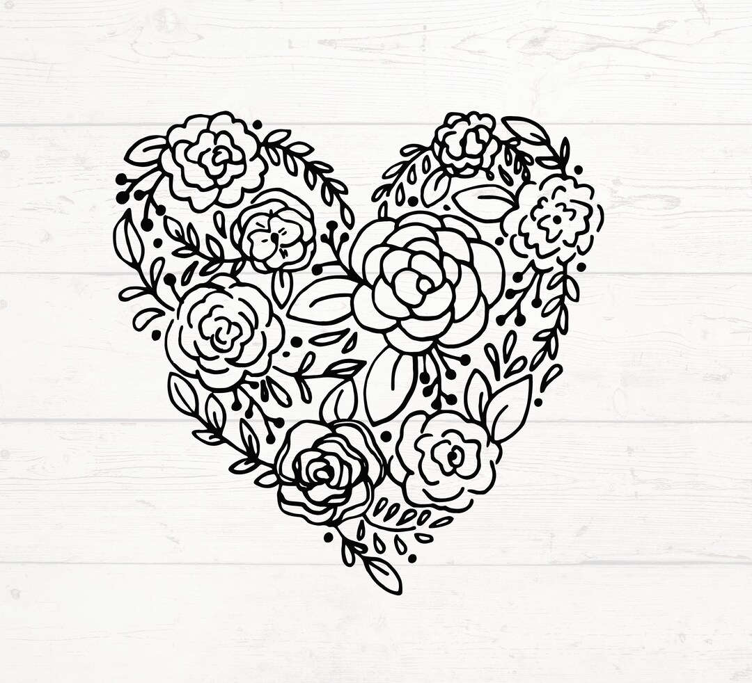 Flower Heart SVG, Floral Heart SVG, Flower Shirt Svg, Wildflower Svg ...