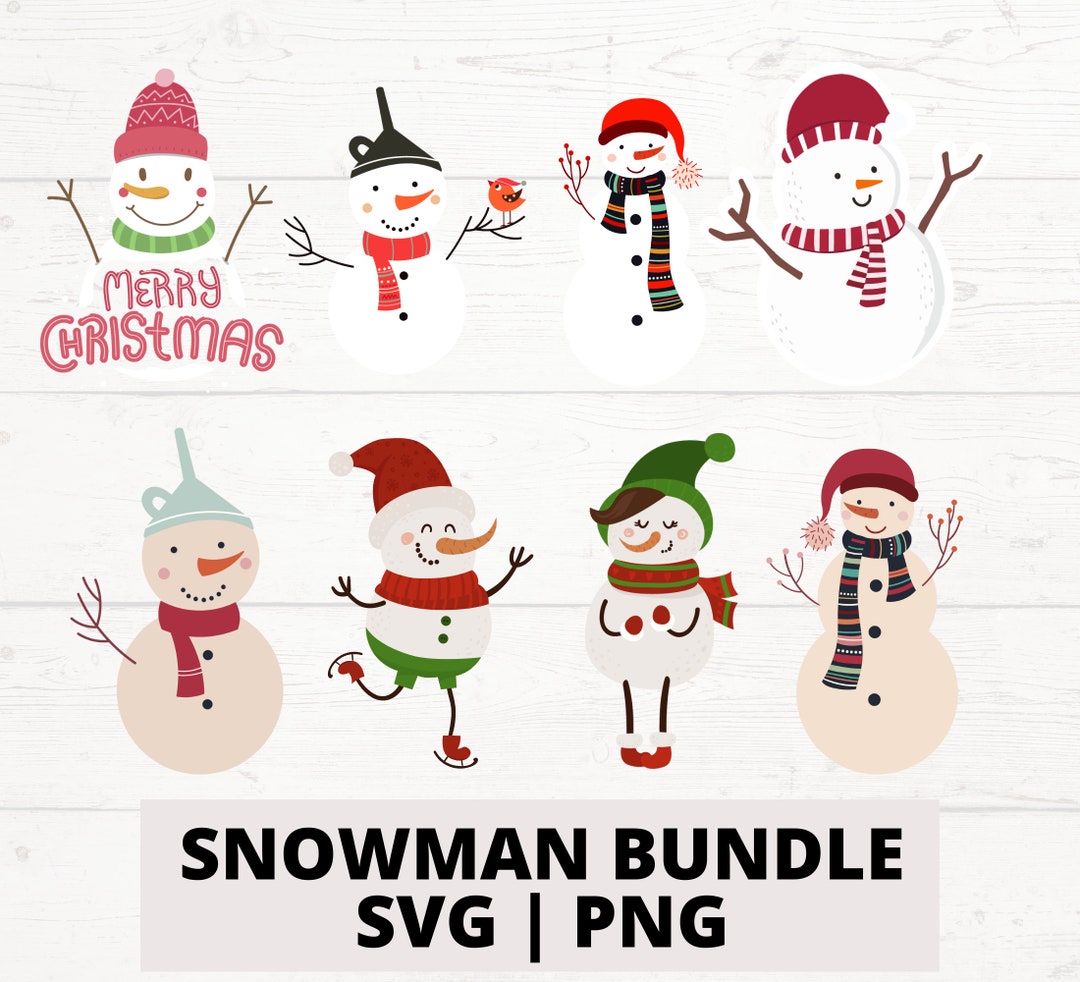 Snowman SVG, Snowman PNG, Snowman Bundle Cut Files, Christmas Design ...