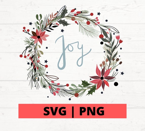 Christmas Wreath SVG Joy Wreath PNG Christmas Design Cut - Etsy