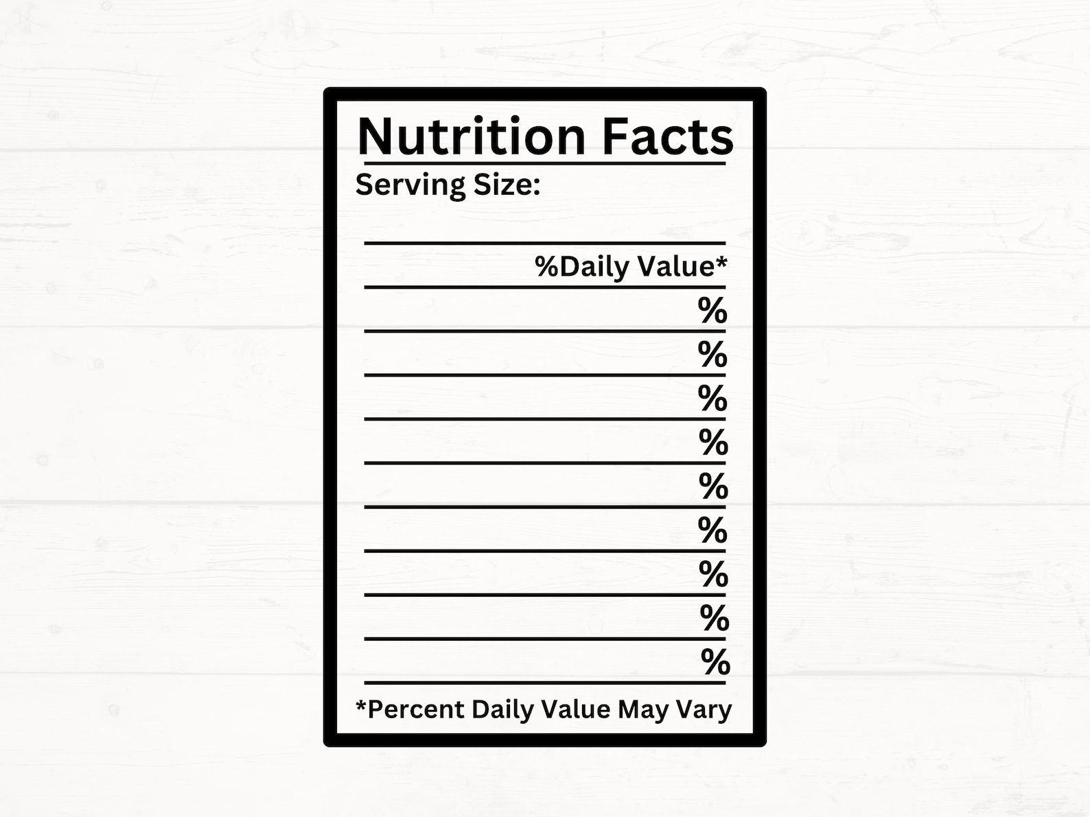 Blank Nutrition Facts SVG, Nutrition Facts Template PNG, Blank Label ...