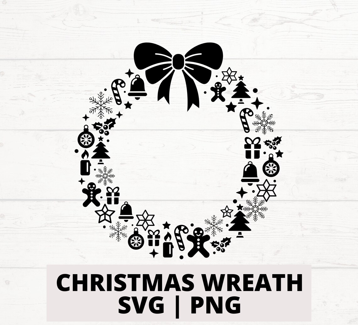 Christmas Wreath SVG, Wreath PNG, Christmas Design Cut File, Holiday ...