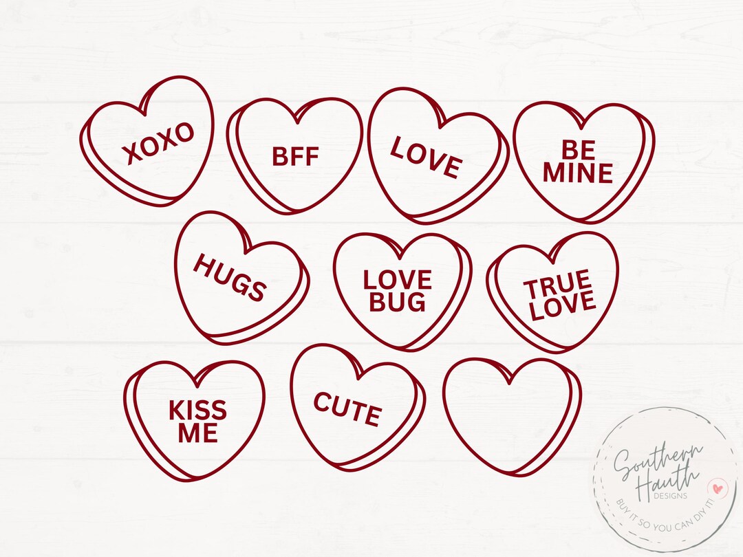 Candy Heart Svg, Candy Hearts Png, Valentines Day Svg, Valentine Svg ...