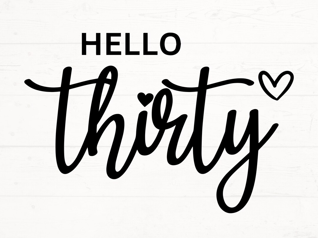 Hello Thirty SVG, Hello Thirty PNG, 30th Birthday Design, Thirty ...