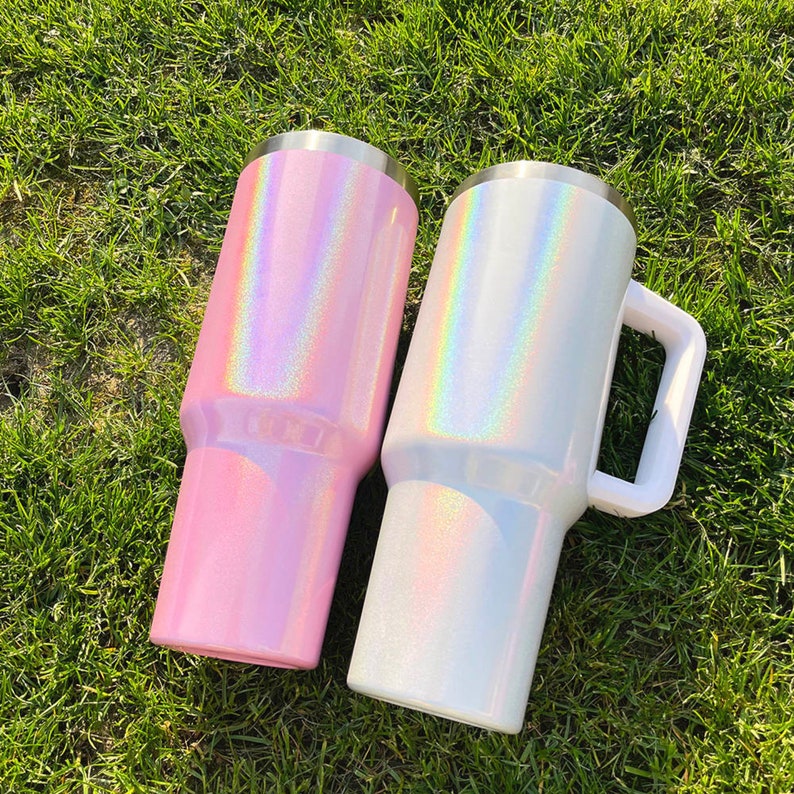 Stanley Inspired 40 Ounce Glitter Tumbler Cup With Handle Hot - Etsy