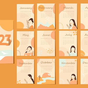 2023 Monthly Calendar Women ,bohemian Print, Printable Calendar, Summer ...
