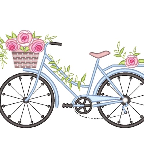 Bicycle Machine Embroidery Design | Etsy