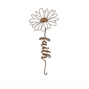 Faith Daisy Embroidery Design - Etsy