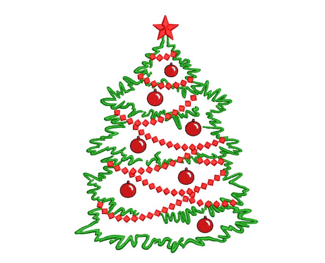 Christmas Tree Embroidery Design | Etsy