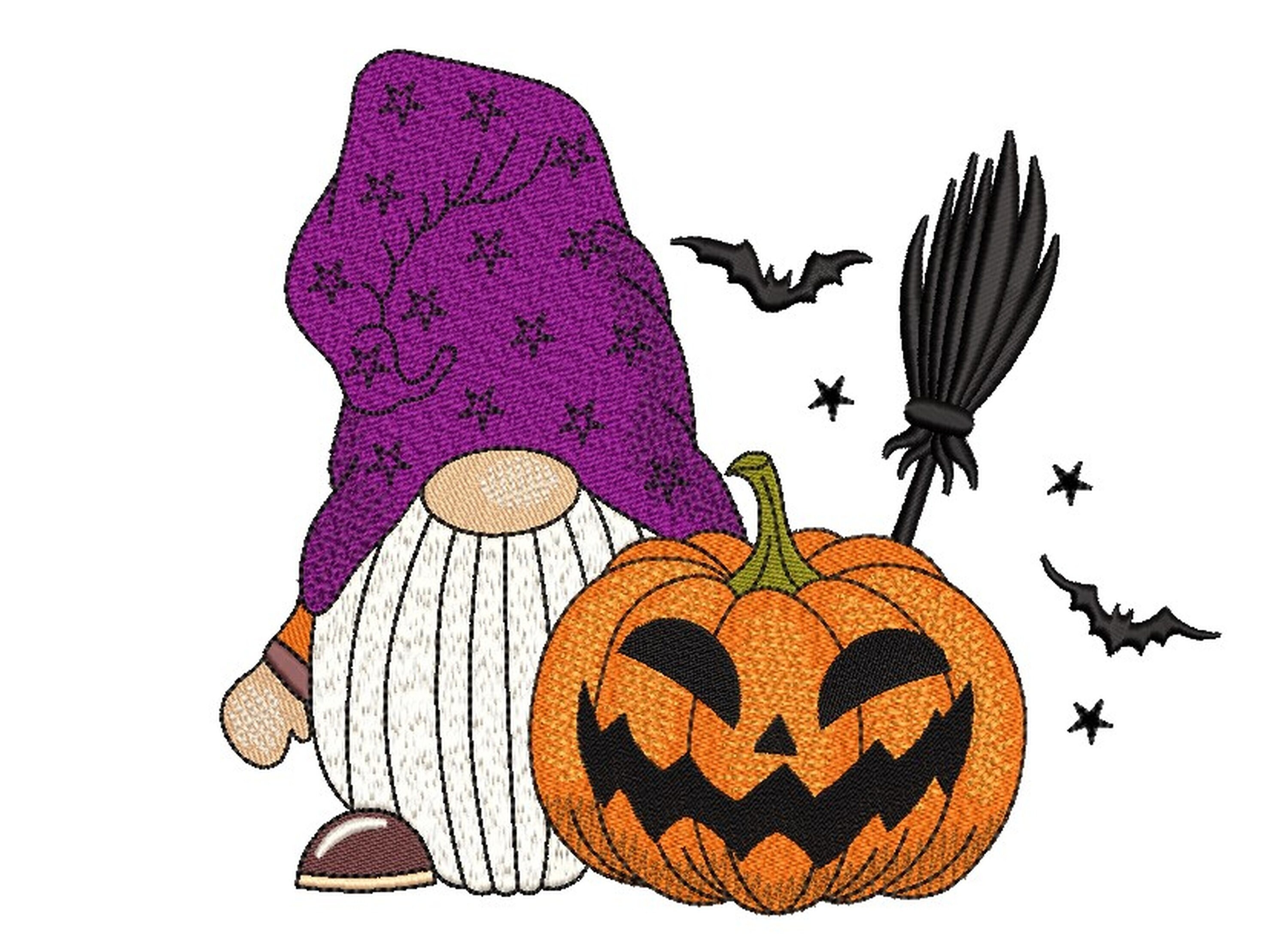 Halloween Gnome Embroidery Design 3 Sizes - Etsy