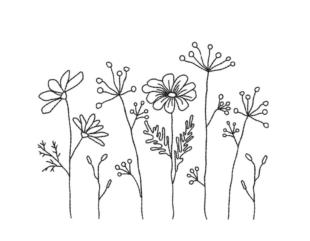 Wild Flowers Embroidery Design, 4 Sizes - Etsy