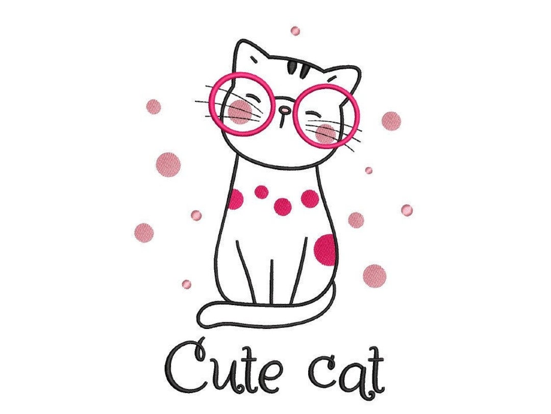 Cute Cat Embroidery Design, 3 Sizes, Instant Download - Etsy