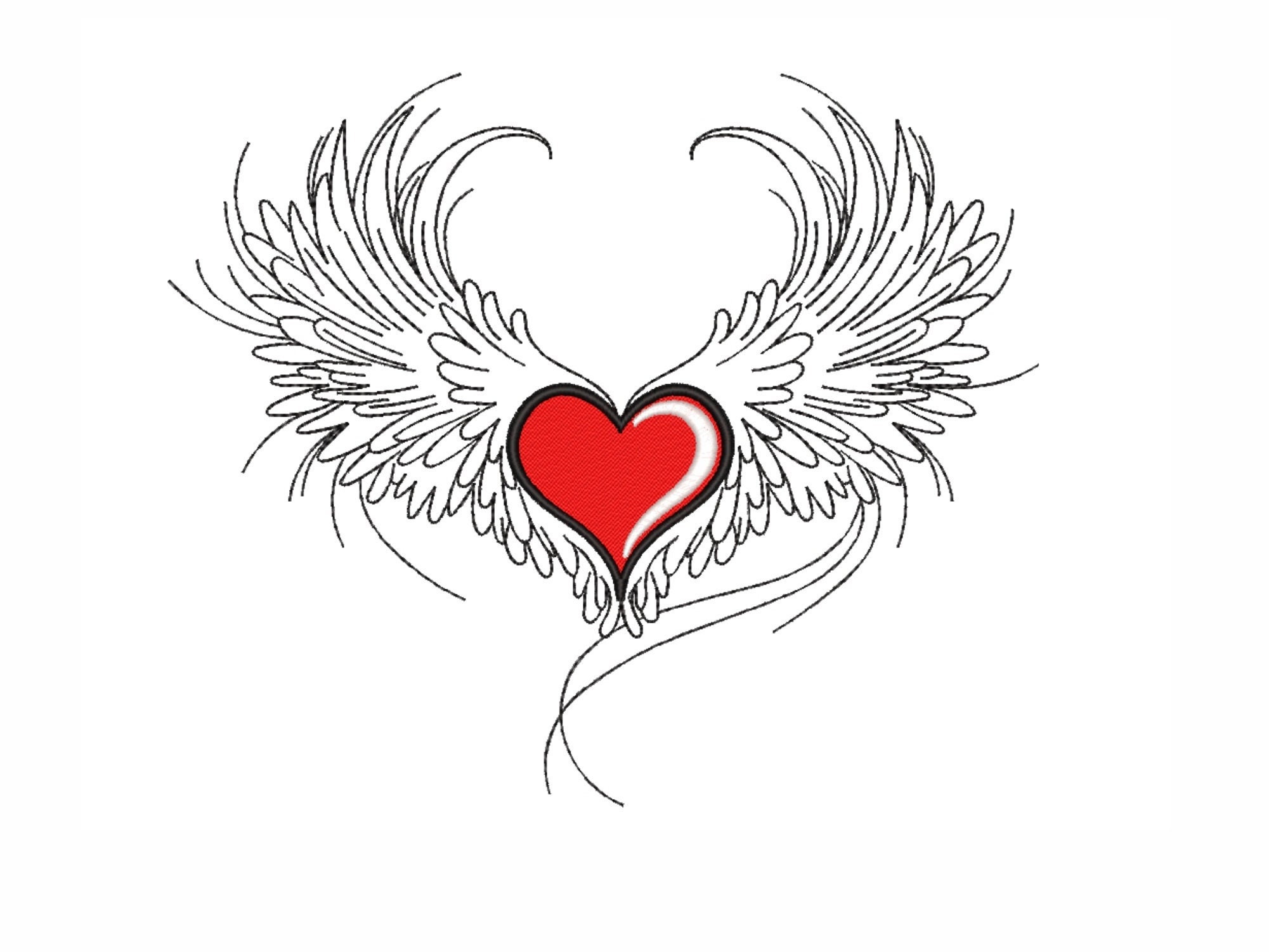 Heart With Wings Embroidery Design - Etsy