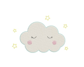Cloud Embroidery Design, 5 Sizes, Instant Download - Etsy
