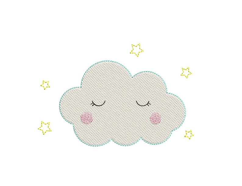 Cloud Embroidery Design 3 Sizes Instant Download - Etsy