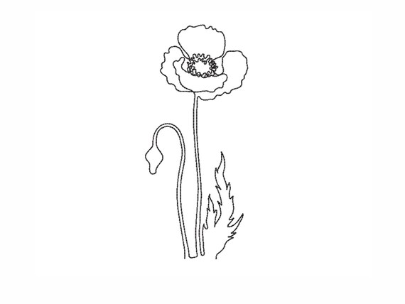 Poppies Embroidery Design One Line Embroidery File | Etsy