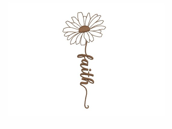 Faith Daisy Embroidery Design | Etsy