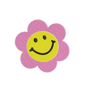 Mini Retro Flower Embroidery Design, Smile Retro Flower Embroidery ...