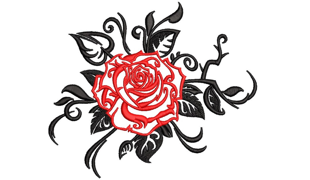 Rose Embroidery Design - Etsy