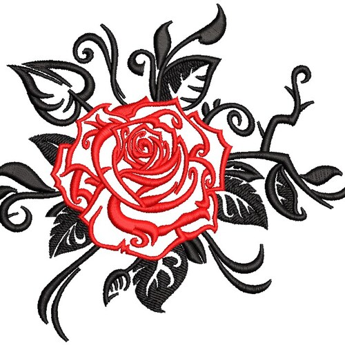Charming Red Rose Outline Machine Embroidery Design 7 Sizes - Etsy