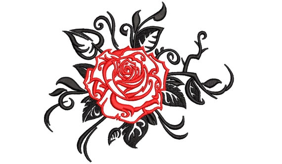 Rose Embroidery Design - Etsy