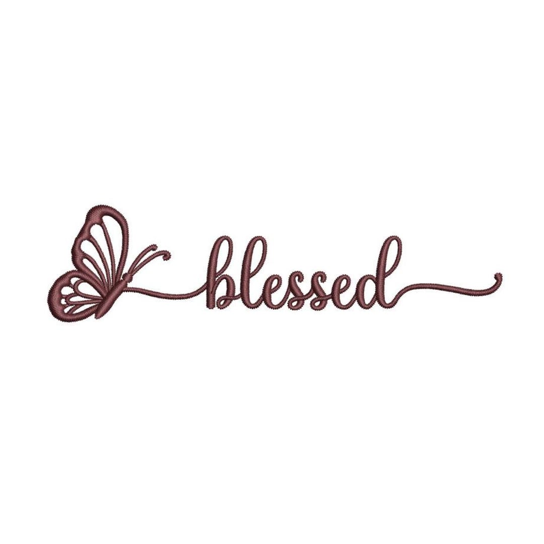 Blessed Butterfly Religious Machine Embroidery Design, 5 Sizes, Instant ...