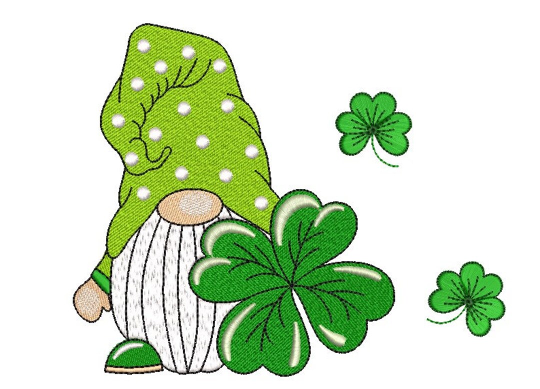 St. Patricks Day Gnome Embroidery Design, 3 Sizes, Instant Download - Etsy