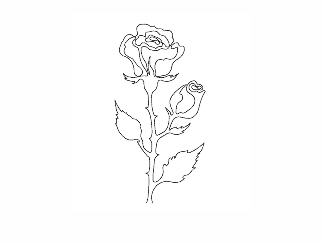 Line Art Rose Embroidery Design - Etsy