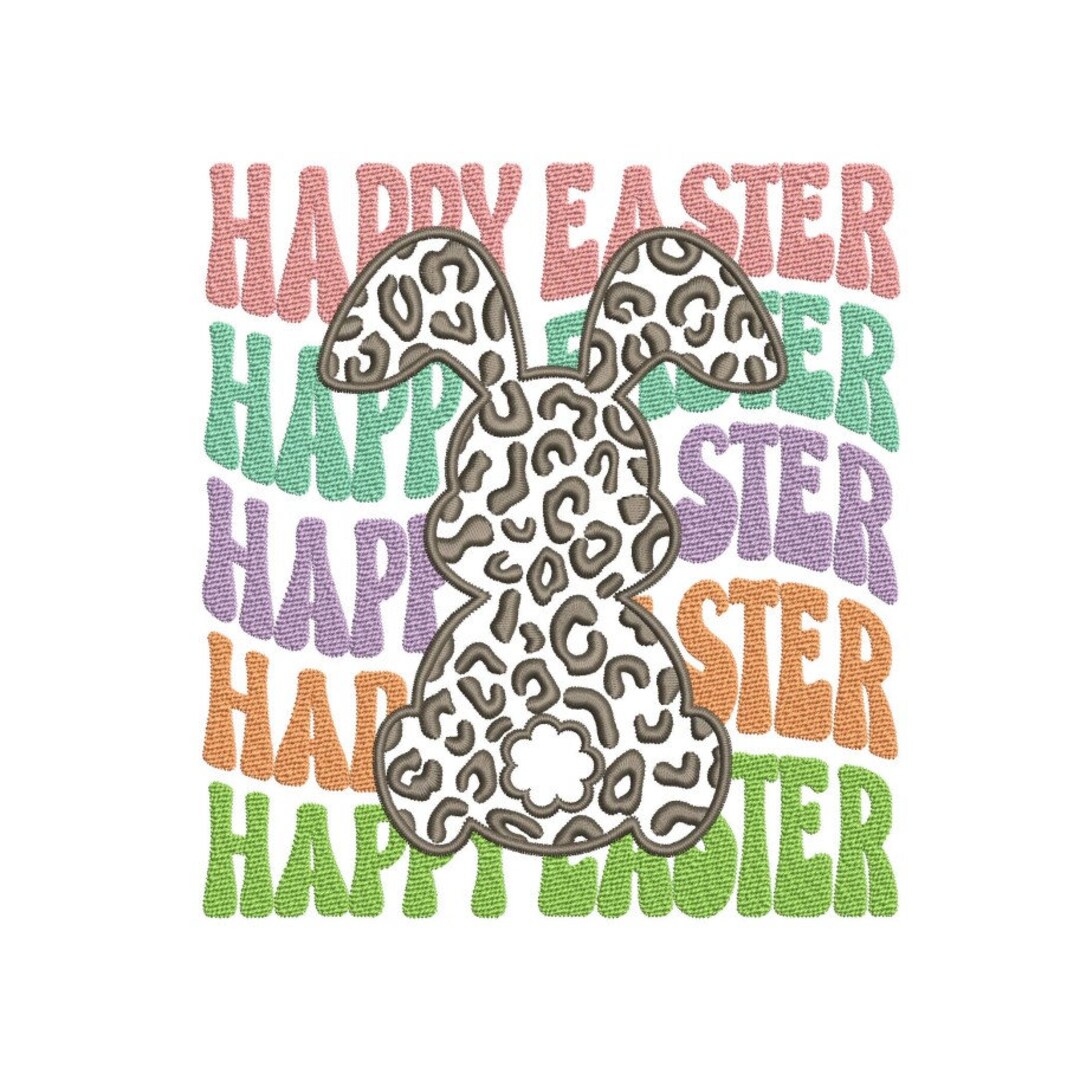 Happy Easter Leopard Bunny Embroidery Design, 3 Sizes, Instant Download ...