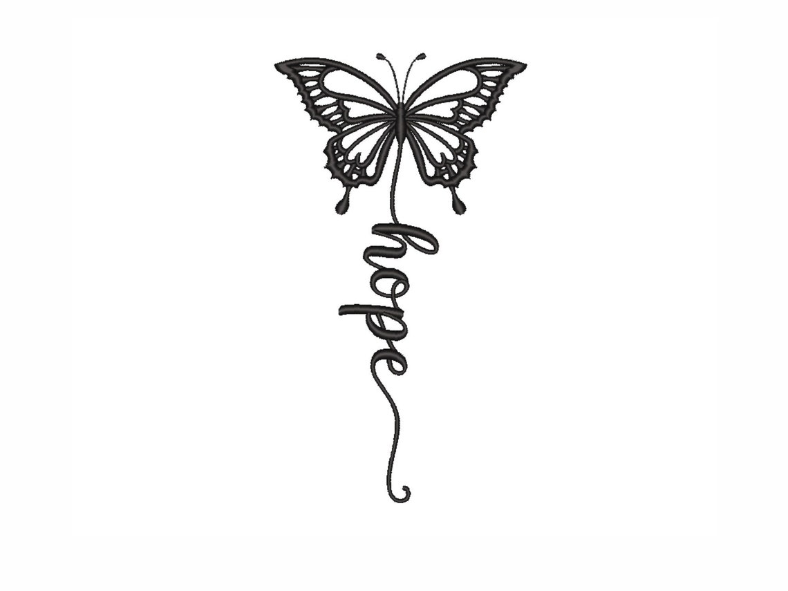 Hope Butterfly Embroidery Design - Etsy