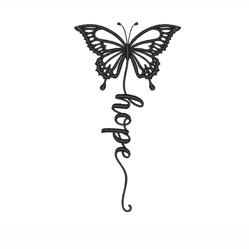 Hope Butterfly Embroidery Design - Etsy