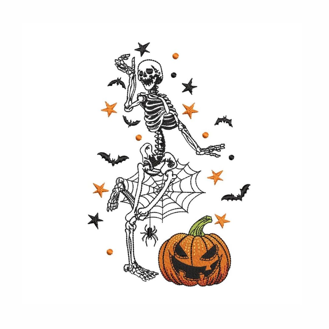 Skeleton Machine Embroidery Design, Halloween Skeleton Embroidery ...