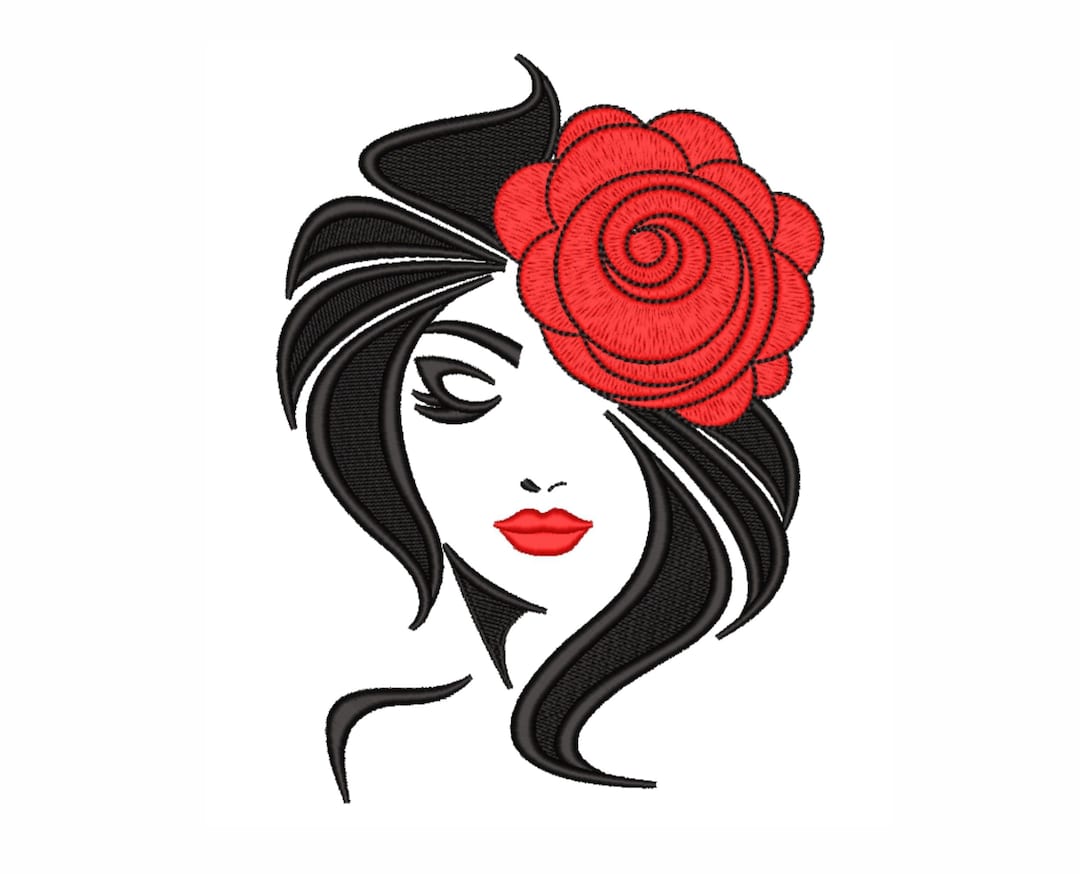 Beautiful Woman Embroidery Design - Etsy