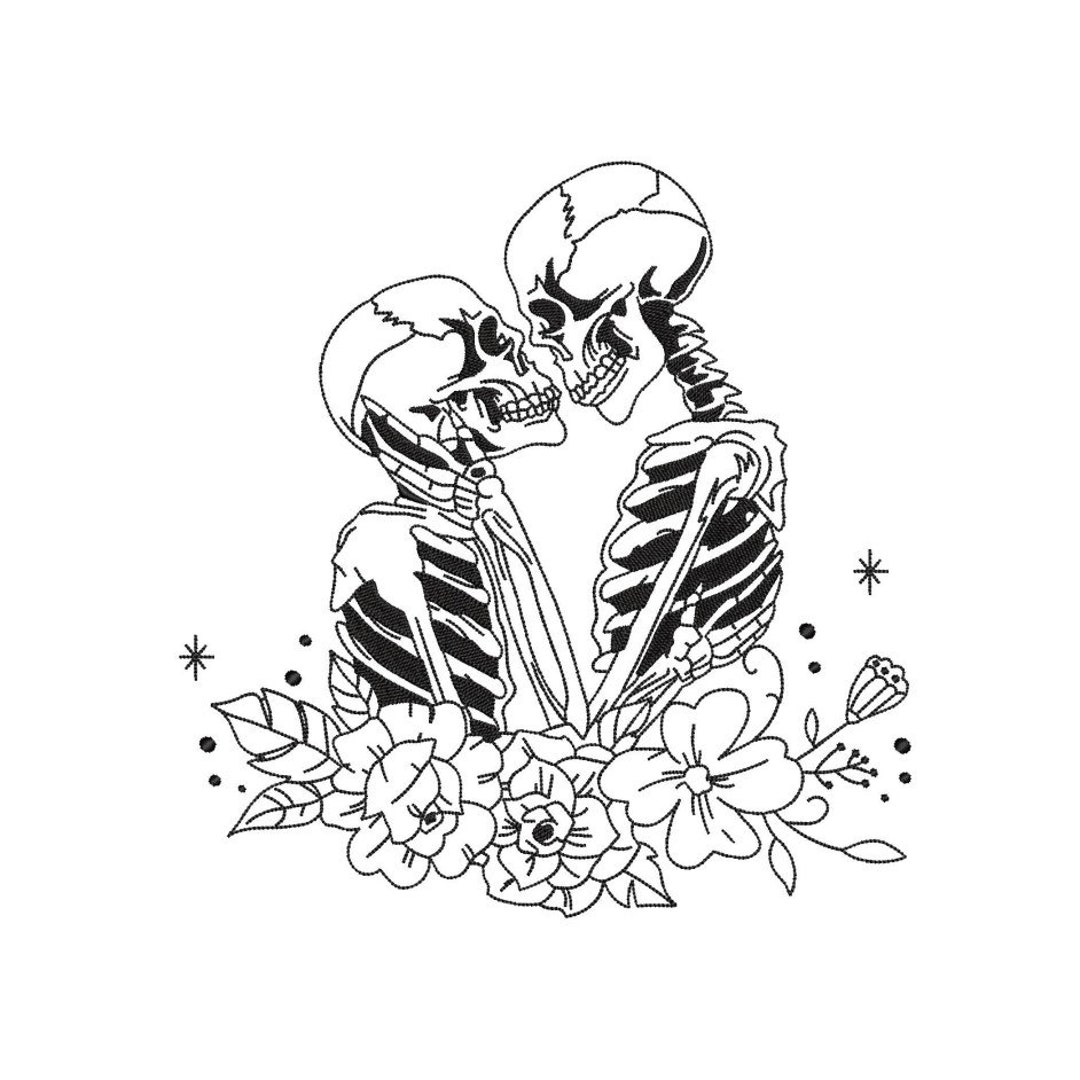 Skeletons Love Embroidery Design, Valentines Day Embroidery Design, 4 ...