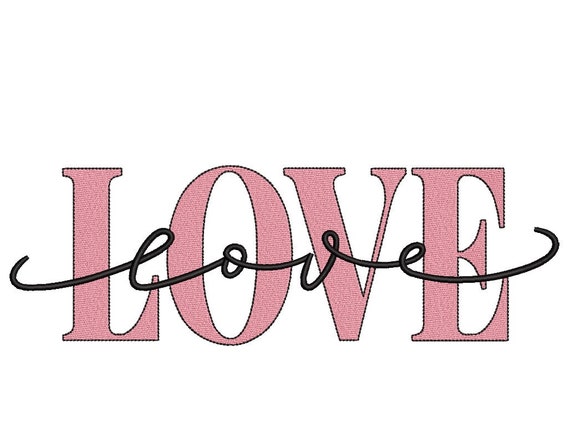 Love Embroidery Design 5 Sizes Instant Download | Etsy